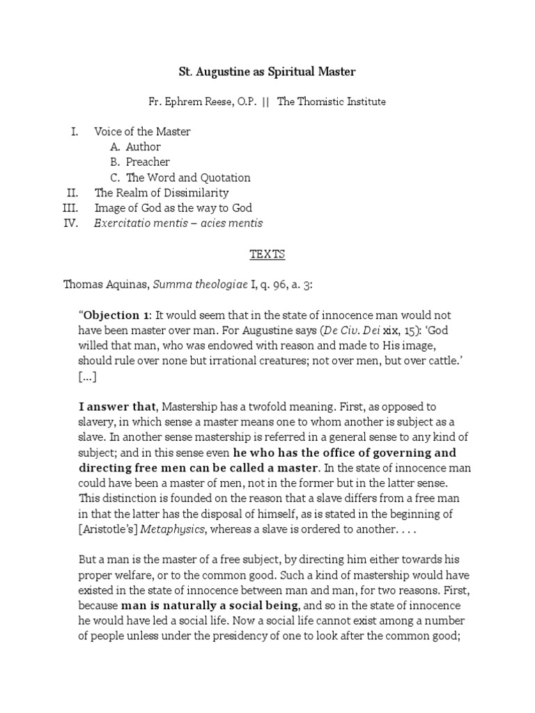 St. Augustine as a Guide to the Image of God | PDF | Reason | Augustine ...