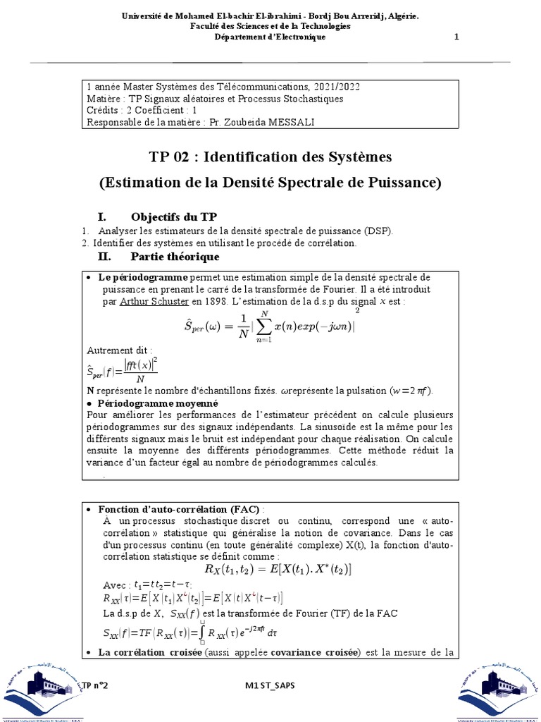 TPn°2 | PDF | Estimateur (statistique) | Ingénierie des télécommunications