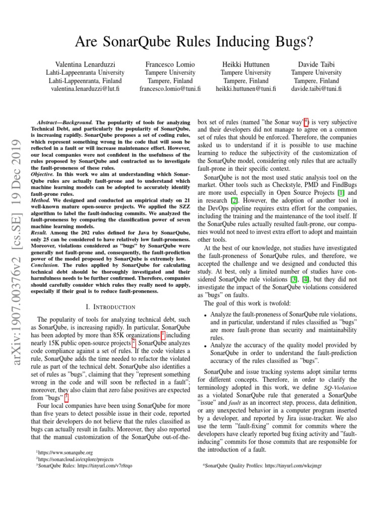 SonarQube Rules | PDF | Receiver Operating Characteristic | Accuracy And Precision