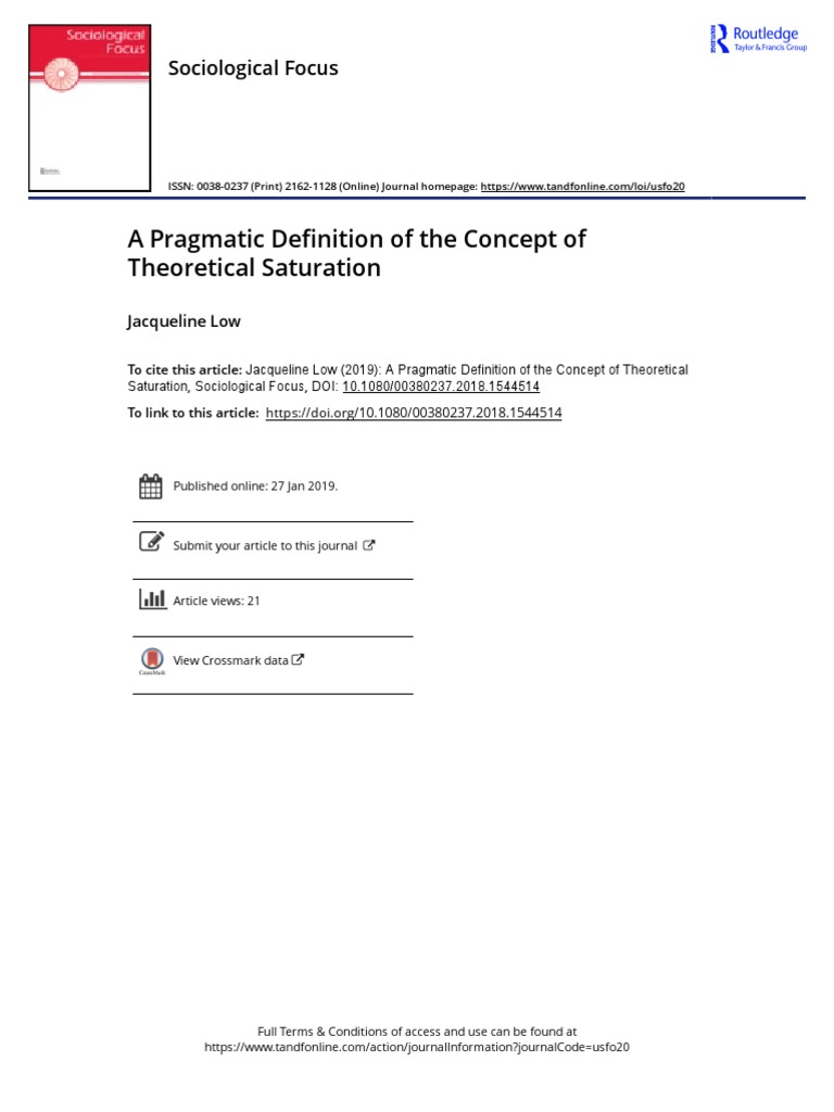 A Pragmatic Definition of The Concept of Theoretical Saturation | PDF ...