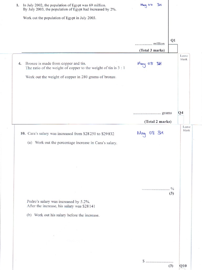 Test On Ratio Percentages and Scale Factors | PDF
