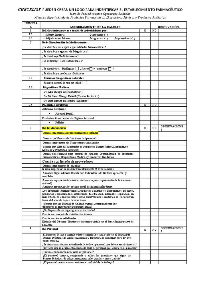 Ejemplo Checklist | PDF | Farmacia | Medicamentos con receta