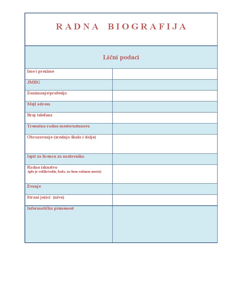 Obrazac Za Portfolio | PDF
