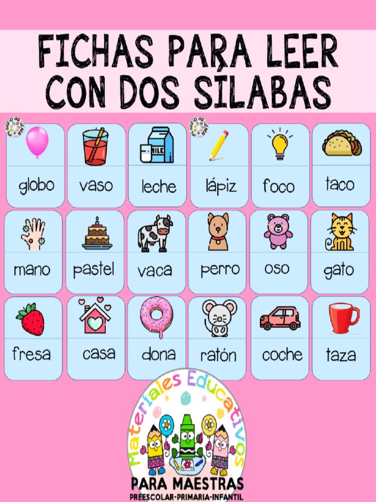 Fichas Leer Con Dos Sílabas Recopilado Por Materiales Educativos ...