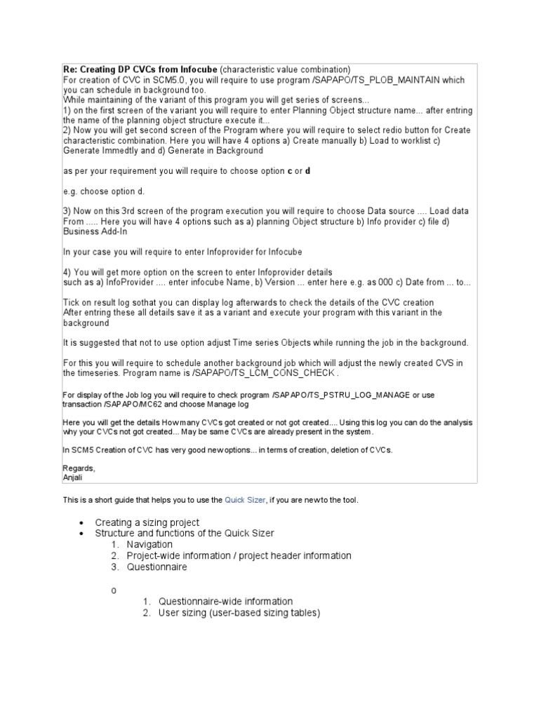 Create CVCs from Infocube in SCM 5.0 | PDF | Digital Technology | Computing