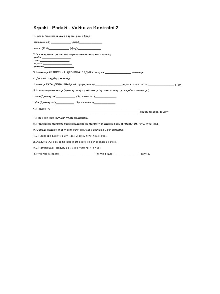 Srpski Padezi 2 | PDF