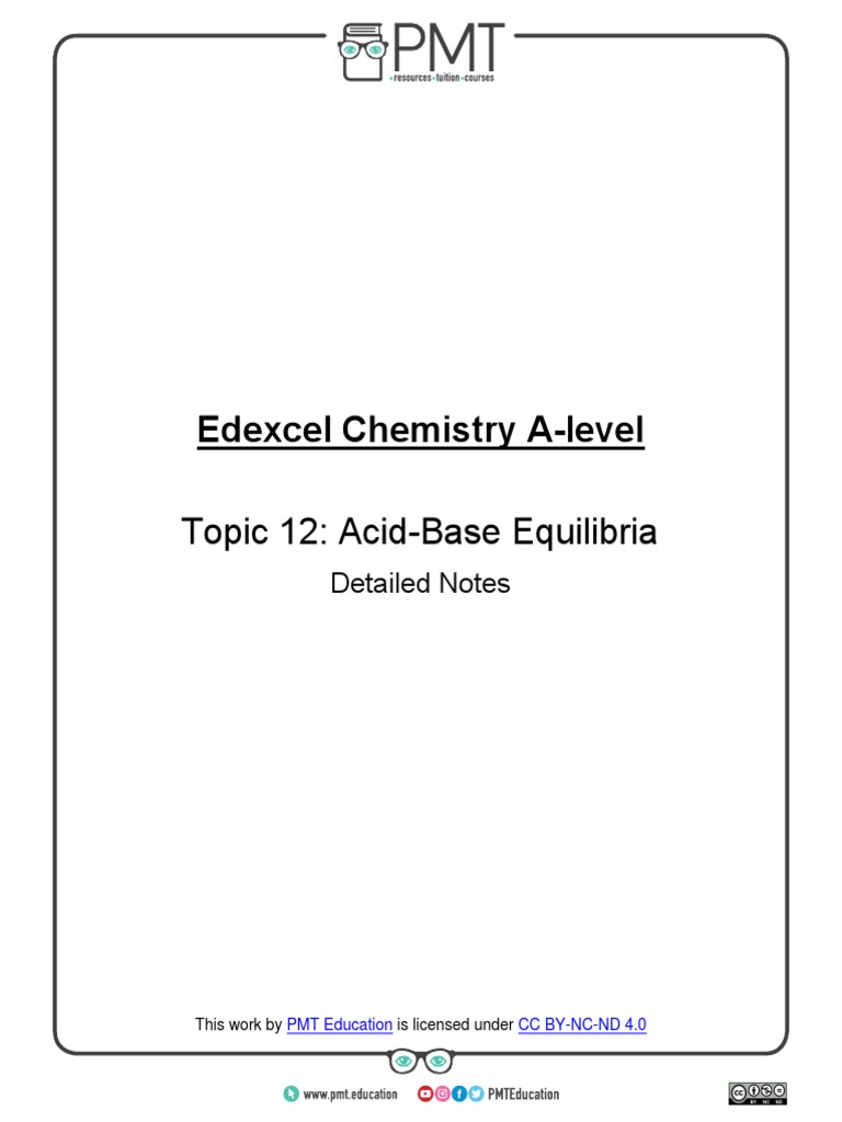 Edexcel Chemistry A-Level: Topic 12: Acid-Base Equilibria | PDF | Ph ...