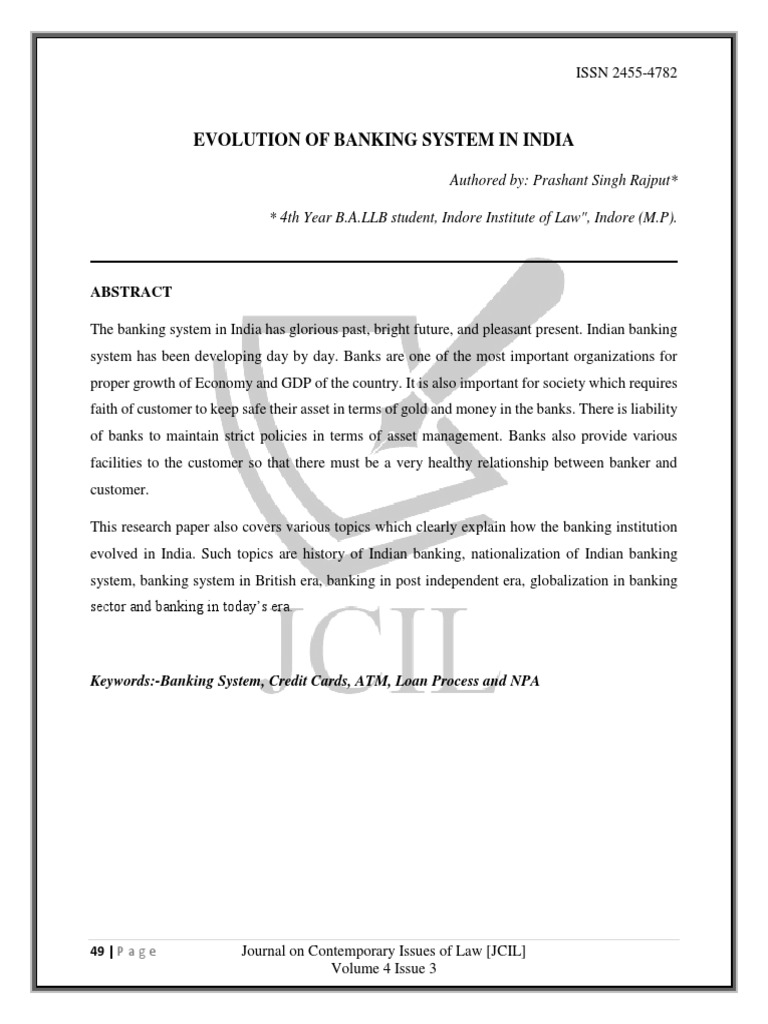 Evolution of Banking System in India | PDF | Banks | Reserve Bank Of India