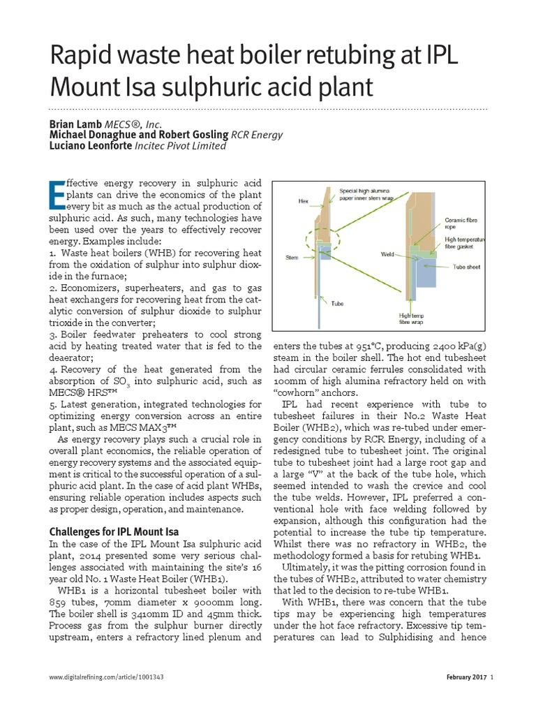 Retubing Experience SRU - WHB | PDF | Boiler | Refractory