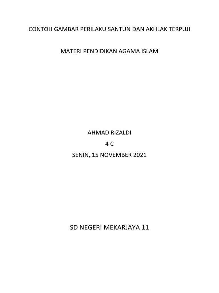 Contoh Gambar Perilaku Santun Dan Akhlak Terpuji | PDF