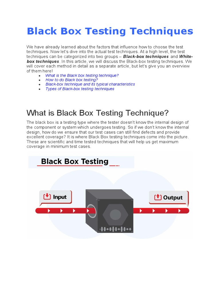 Black Box Testing Techniques | PDF | Computer Science | Computer ...