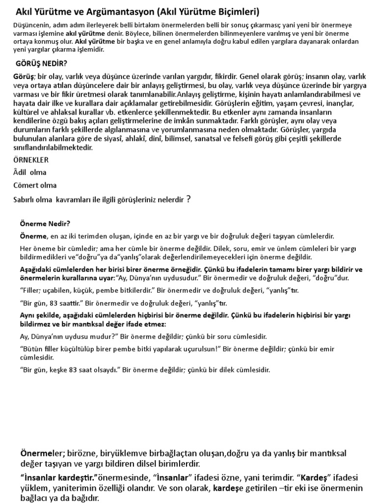 Sinif Felsefe 3. Ders Notlari | PDF