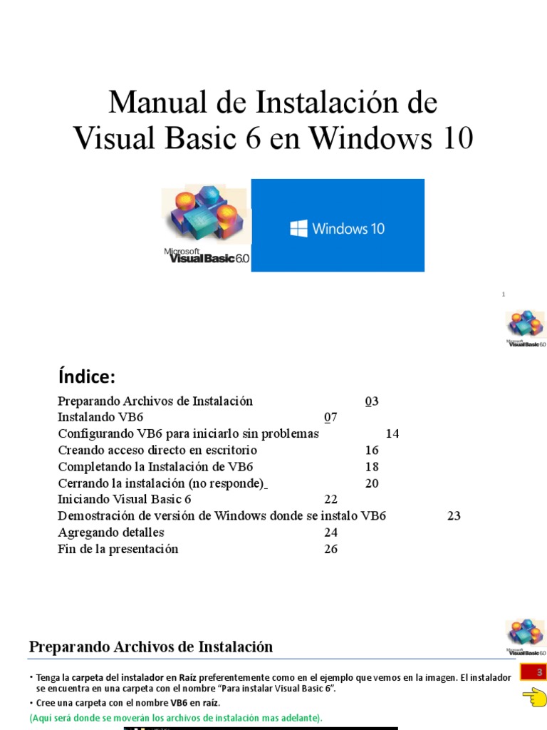 Manual de Instalación de VB6 en Win10 | PDF | Ventana (informática) | Archivo de computadora