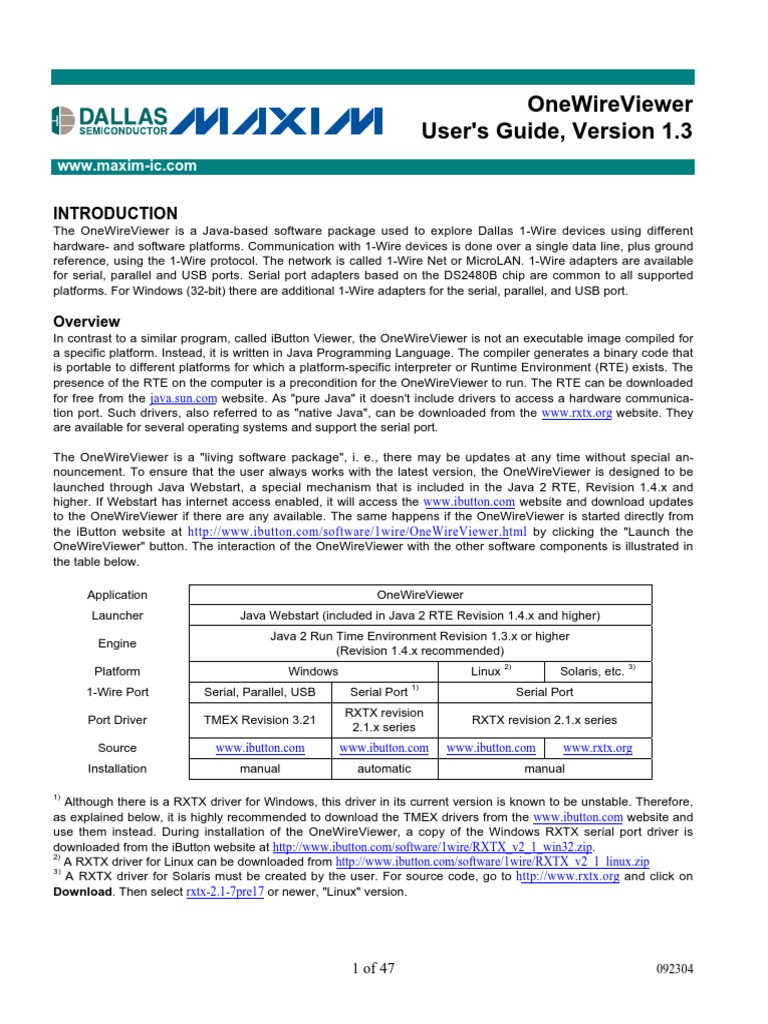 1 Wire Viewer User Manual | PDF | Installation (Computer Programs) | Java (Programming Language)