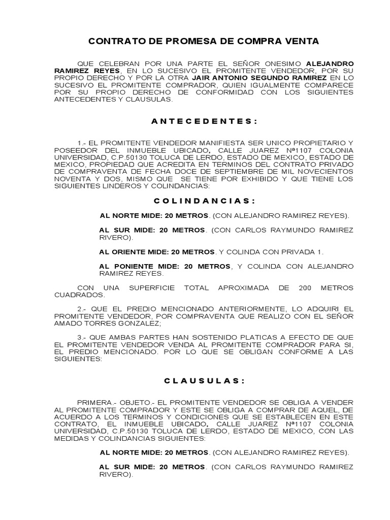 Contrato de Promesa . | PDF | Derecho empresarial | Derecho civil ...