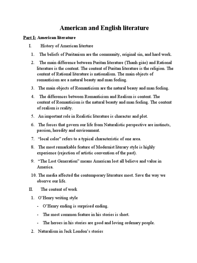 Overview of American Literature Themes | PDF