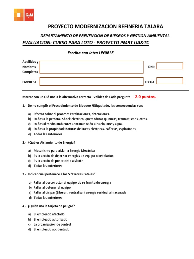 Curso de LOTO para Proyecto Talara | PDF