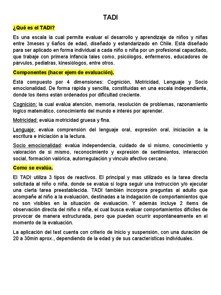 TADI | PDF | Evaluación | Aprendizaje
