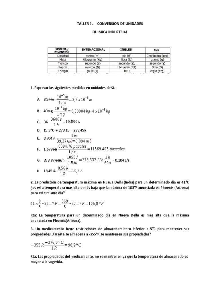 Conversión de Unidades en Química Industrial | PDF | Metrología ...
