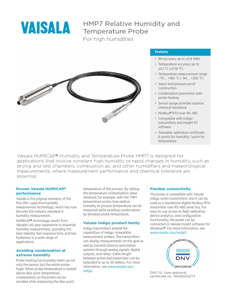 HMP7-Datasheet Vaisala | Download Free PDF | Humidity | Calibration