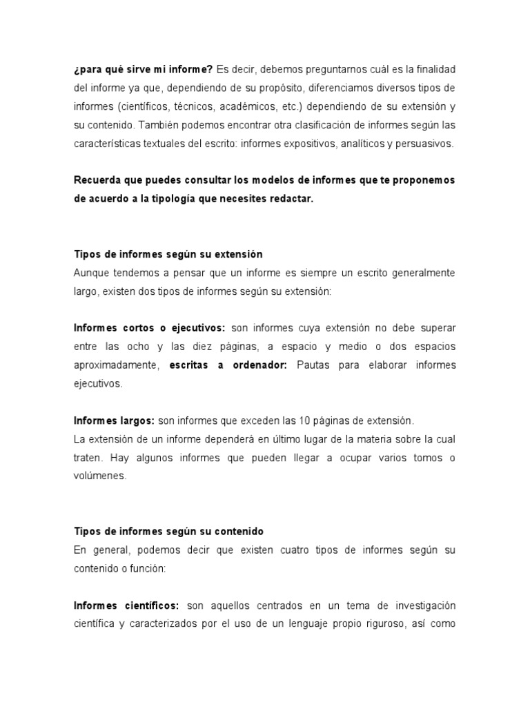 Pasos para Escribir Un Informe de Manera Correcta | PDF | Sumario ...