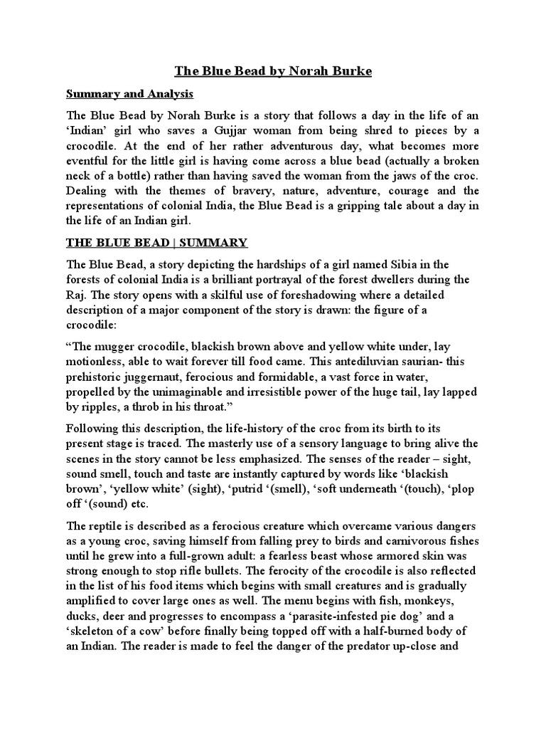 The Blue Bead: Sibia's Heroic Day | PDF