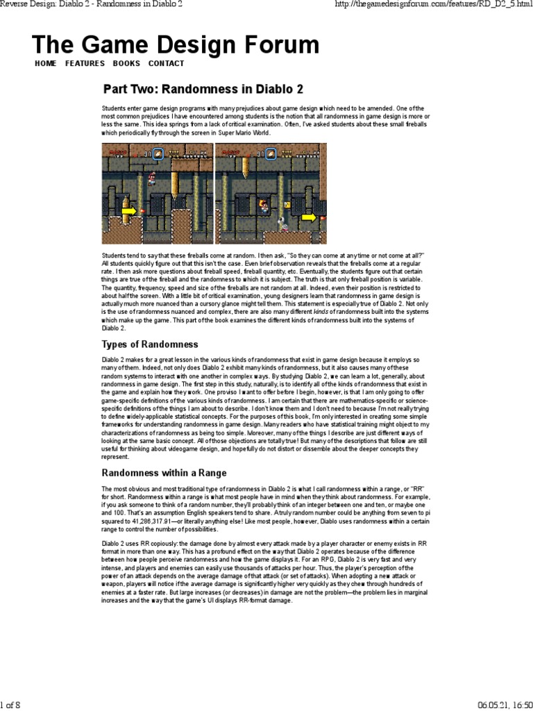 Reverse Design Diablo 2 - Randomness in Diablo 2 Part 4 | PDF | Randomness