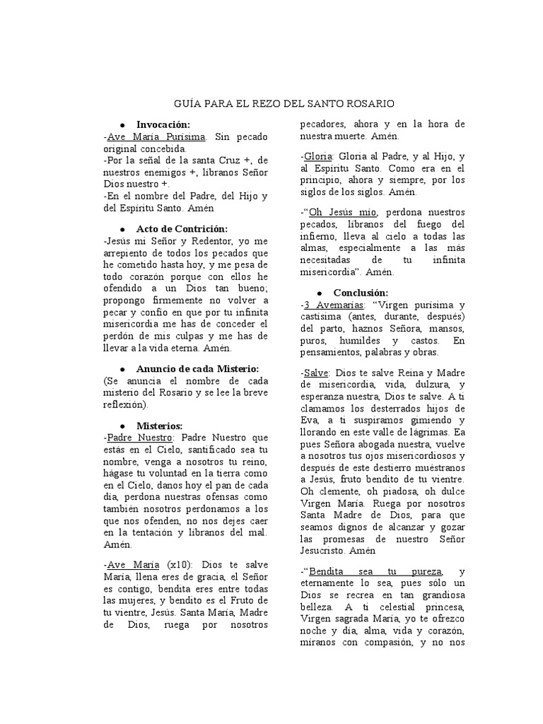 Guía para El Rezo Del Santo Rosario | PDF | María, madre de Jesús | Pecado