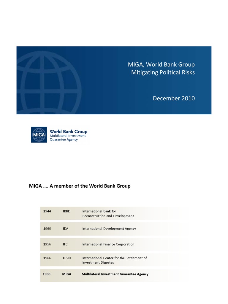 MIGA Presentation | PDF | Multilateral Investment Guarantee Agency | World Bank Group