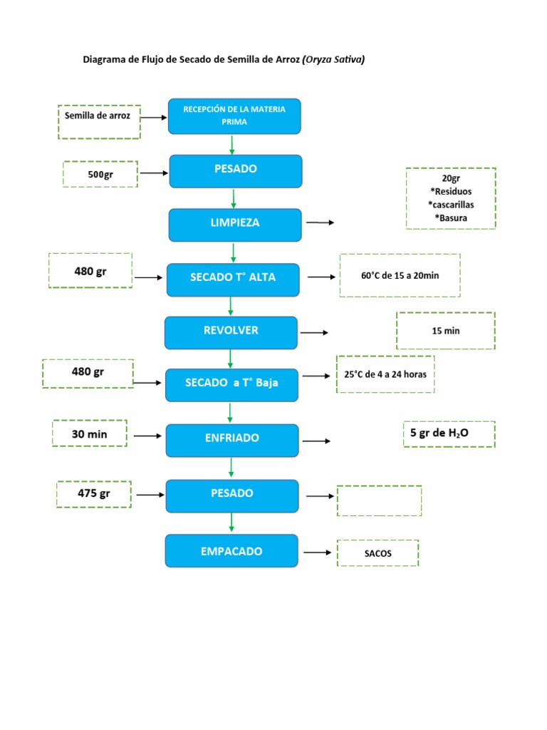 Diagrama de Flujo de Secado de Semilla de Arroz | PDF | Arroz