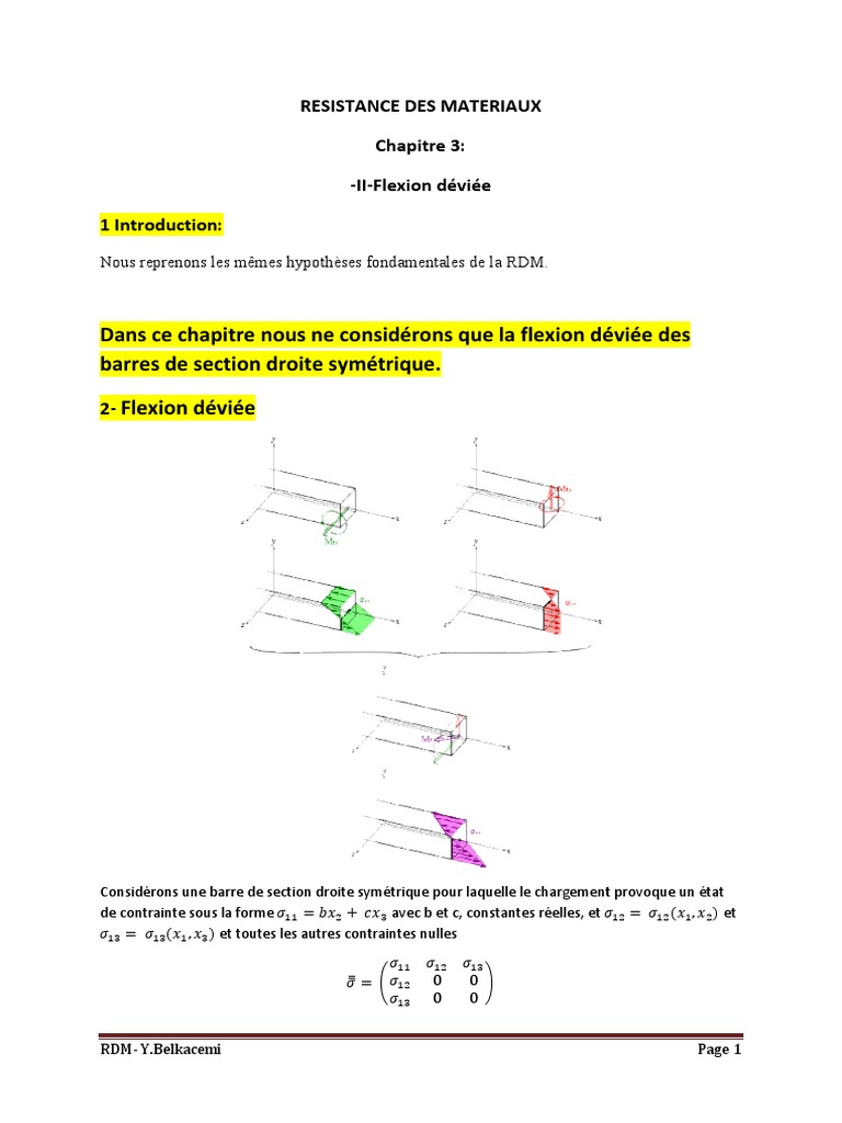 RDM1-CHAPITRE - 3-2 - Flexion Deviee | PDF | Flexion (matériau) | Génie du bâtiment