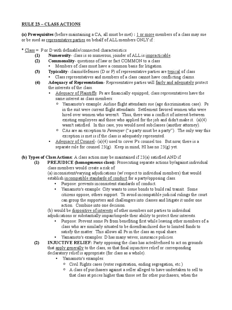Rule 23 (A) and (B) | PDF | Class Action | Lawsuit