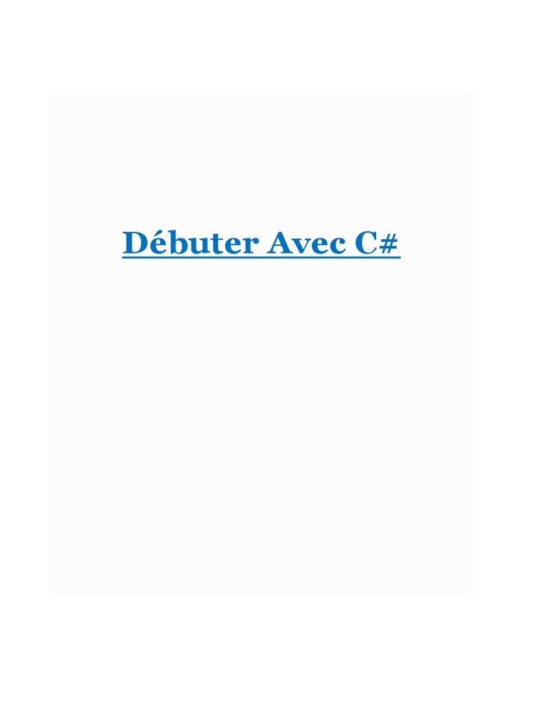 Introduction au langage C# | PDF | C# (Langage de programmation ...