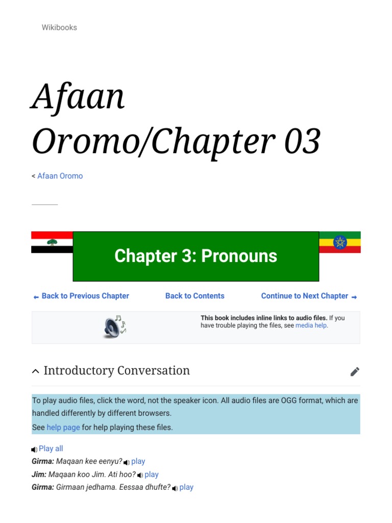 Afaan Oromo-Chapter 03 - Wikibooks, Open Books For An Open World | PDF ...