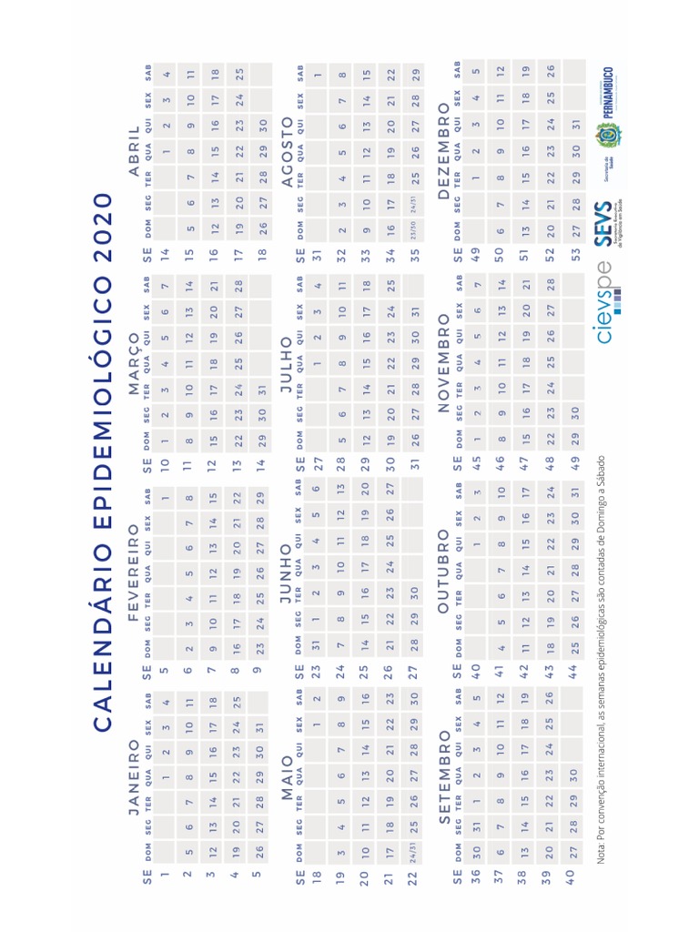 Calendário Epidemiológico 2020 | PDF