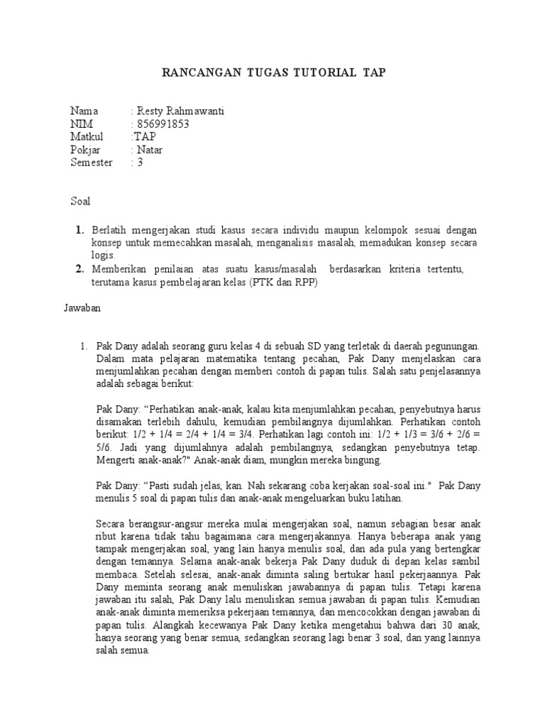Rancangan Tugas Tutorial Ii | PDF