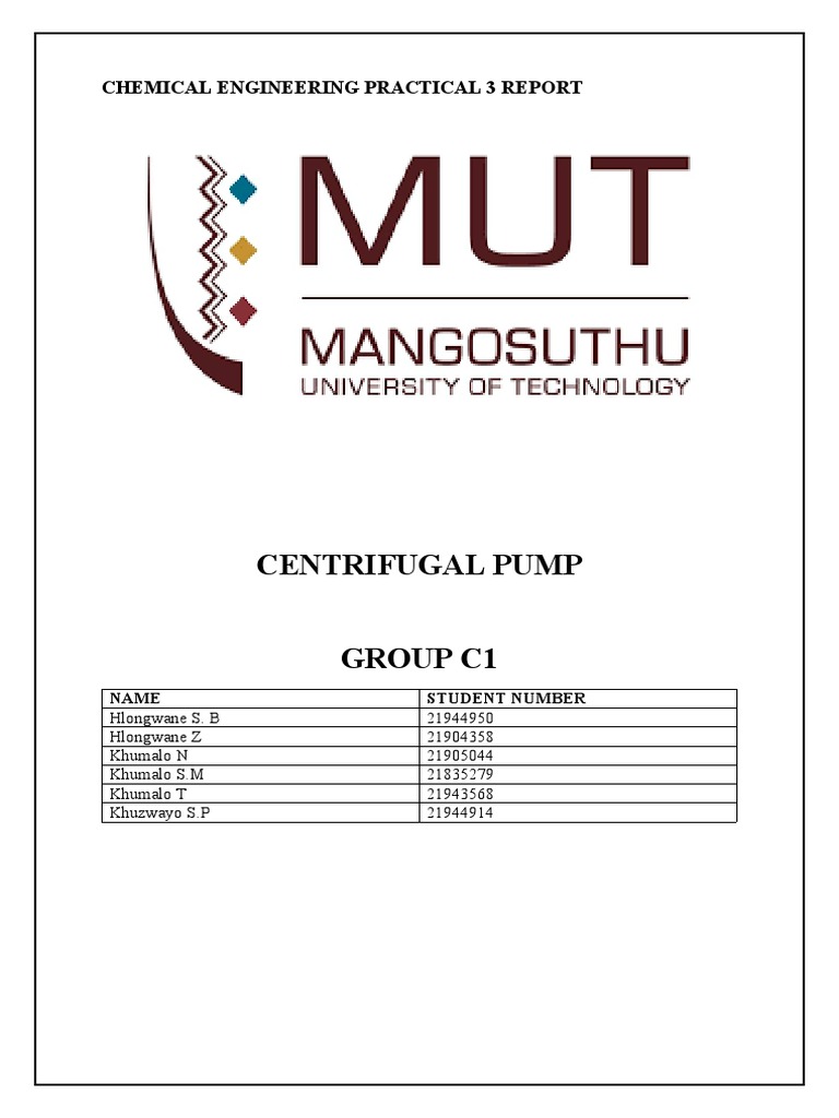 Chemical Engineering Practical 3 Report | PDF | Pump | Liquids
