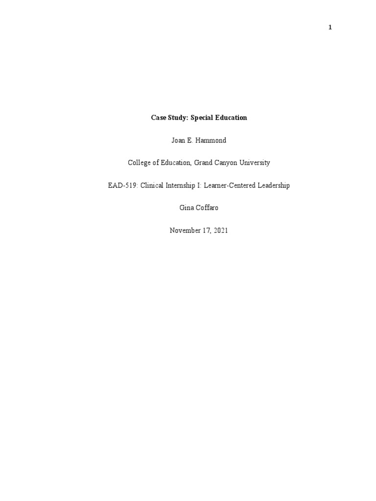 519 Case Study-Special Education | PDF | Special Education | Individualized Education Program