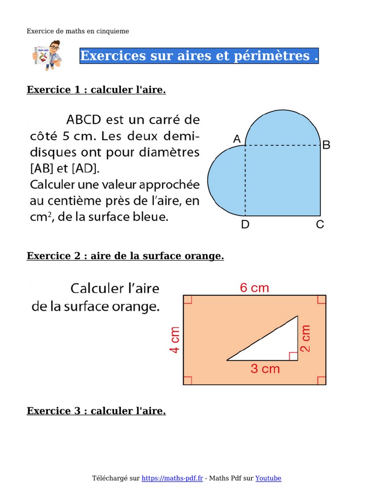 Exercices Sur Aires Et Périmètres 5ème Pdf Zone