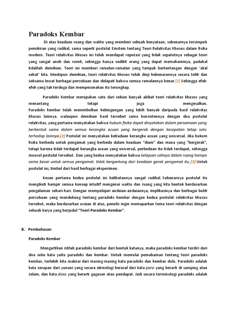 Massa Relativistik dalam Paradoks Kembar | PDF