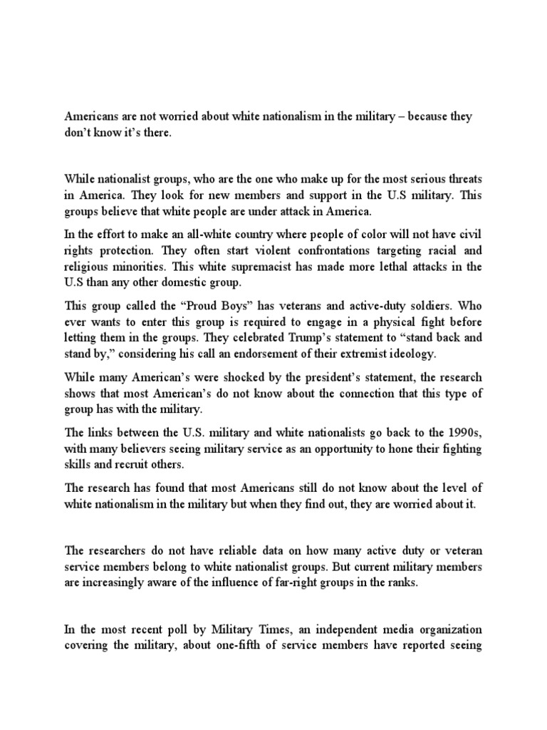 White Nationalism in the U.S. Military | PDF | White Nationalism ...
