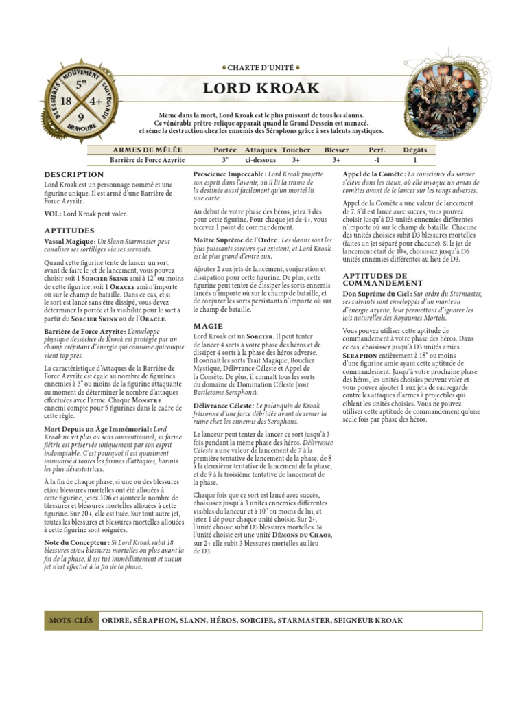 8 BR Kragnos Warscroll Lord Kroak FRE 2021 | PDF