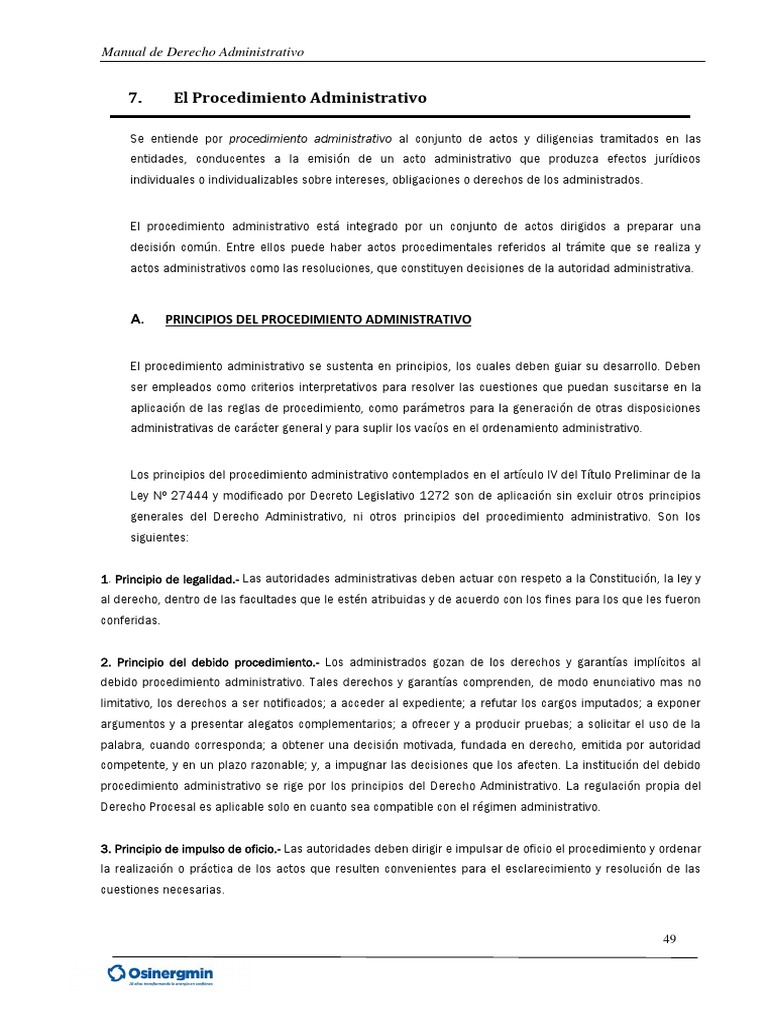 Lectura Principios Del Procedimiento Administrativo | PDF | Ley procesal | Verdad