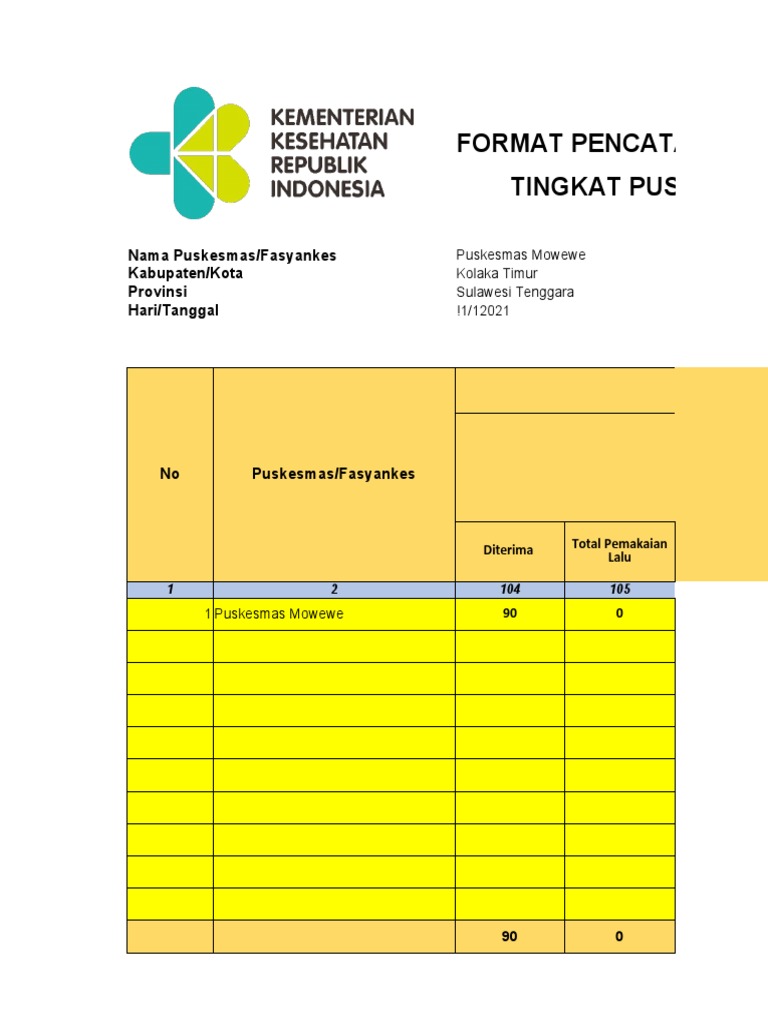 Format Pencatatan Logistik Manual Puskesmas Dan Fasyankes | PDF