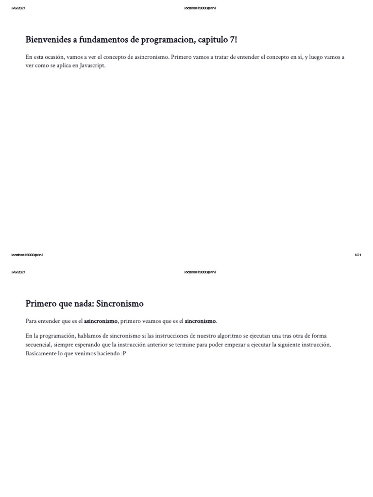 Introducción al Asincronismo en Javascript | PDF | Script Java | Ingeniería de software