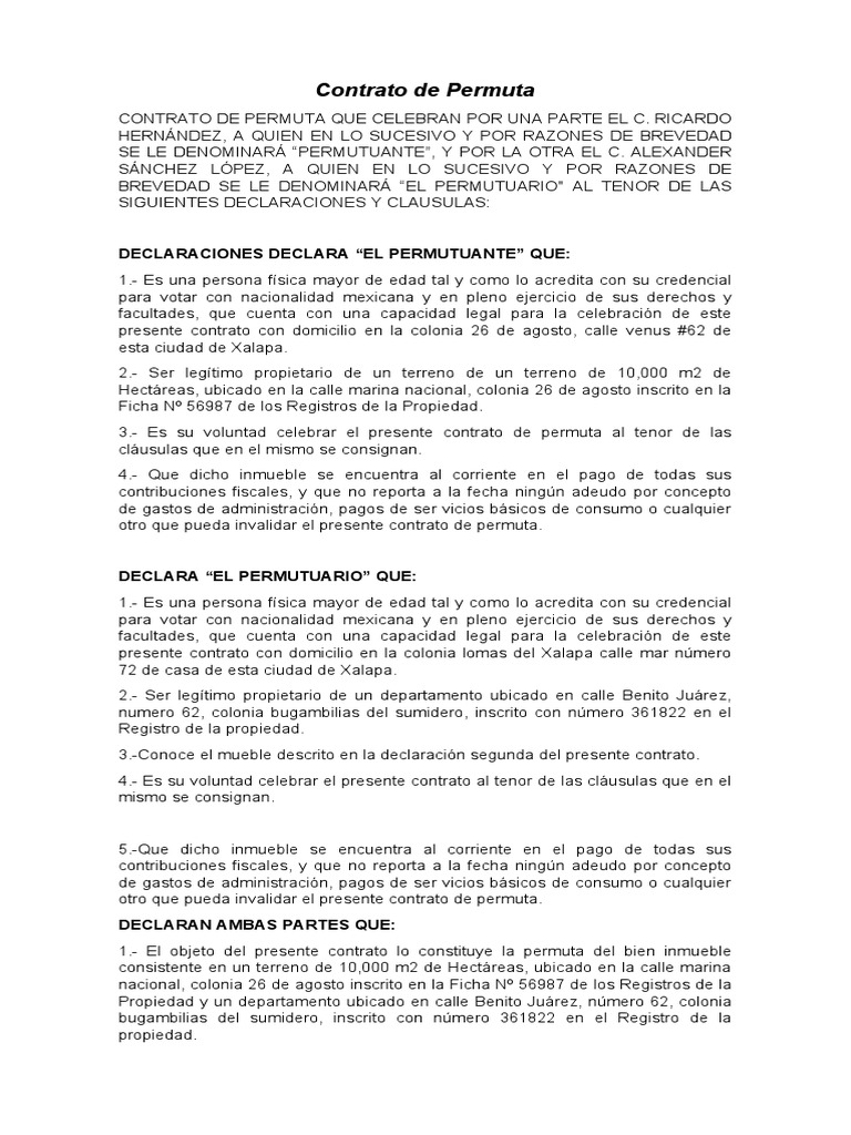 Contrato de Permuta | PDF | Derecho privado