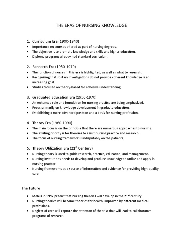 The Eras of Nursing Knowledge | PDF