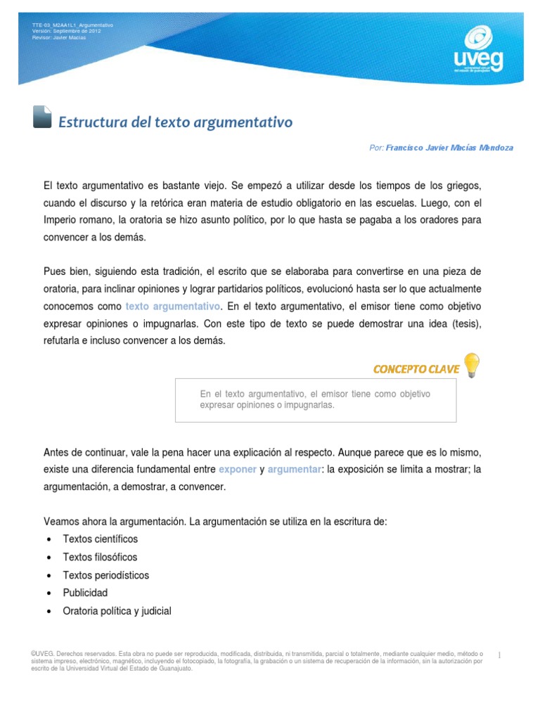Material de Apoyo Texto Argumentativo | PDF | Razón | Argumento