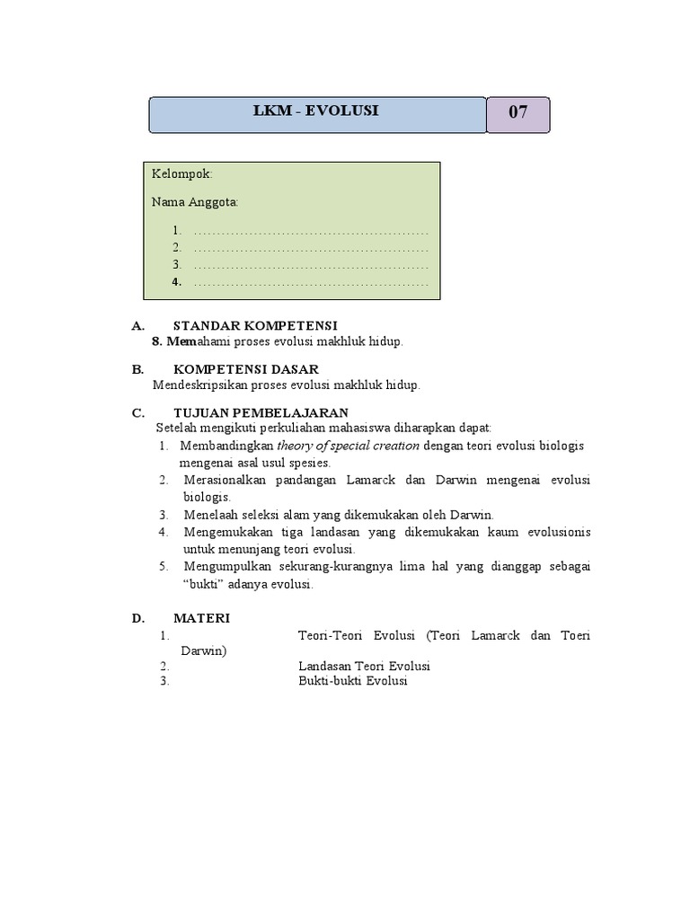 LKM-PBL 07 Evolusi | PDF
