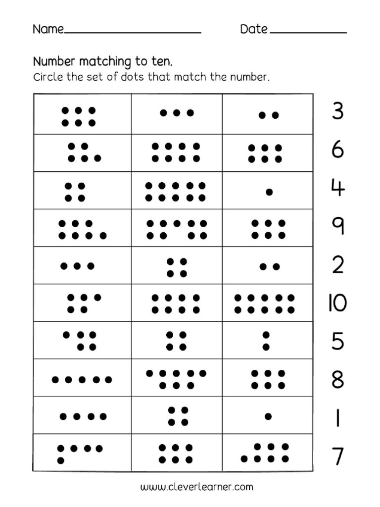 Preschool Matching Numbers Activities 08 | PDF